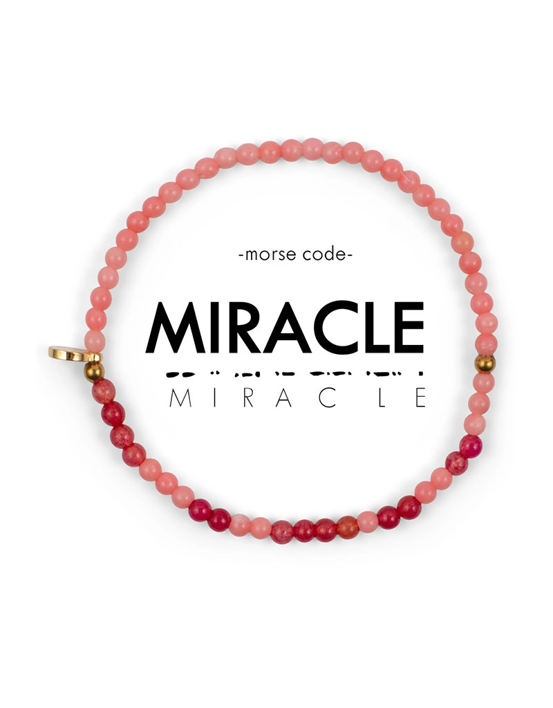 Morse Code MIRACLE Bracelet - Pink Quartz & Coral Pink from HumanKind ...