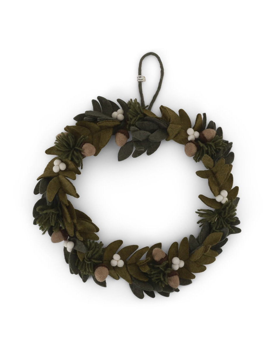 White Berries and Acorns Felt Wreath from HumanKind Fair Trade ...