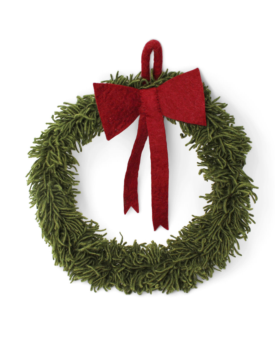 Felt Wreath With Red Bow - Large from HumanKind Fair Trade - HumanKind ...