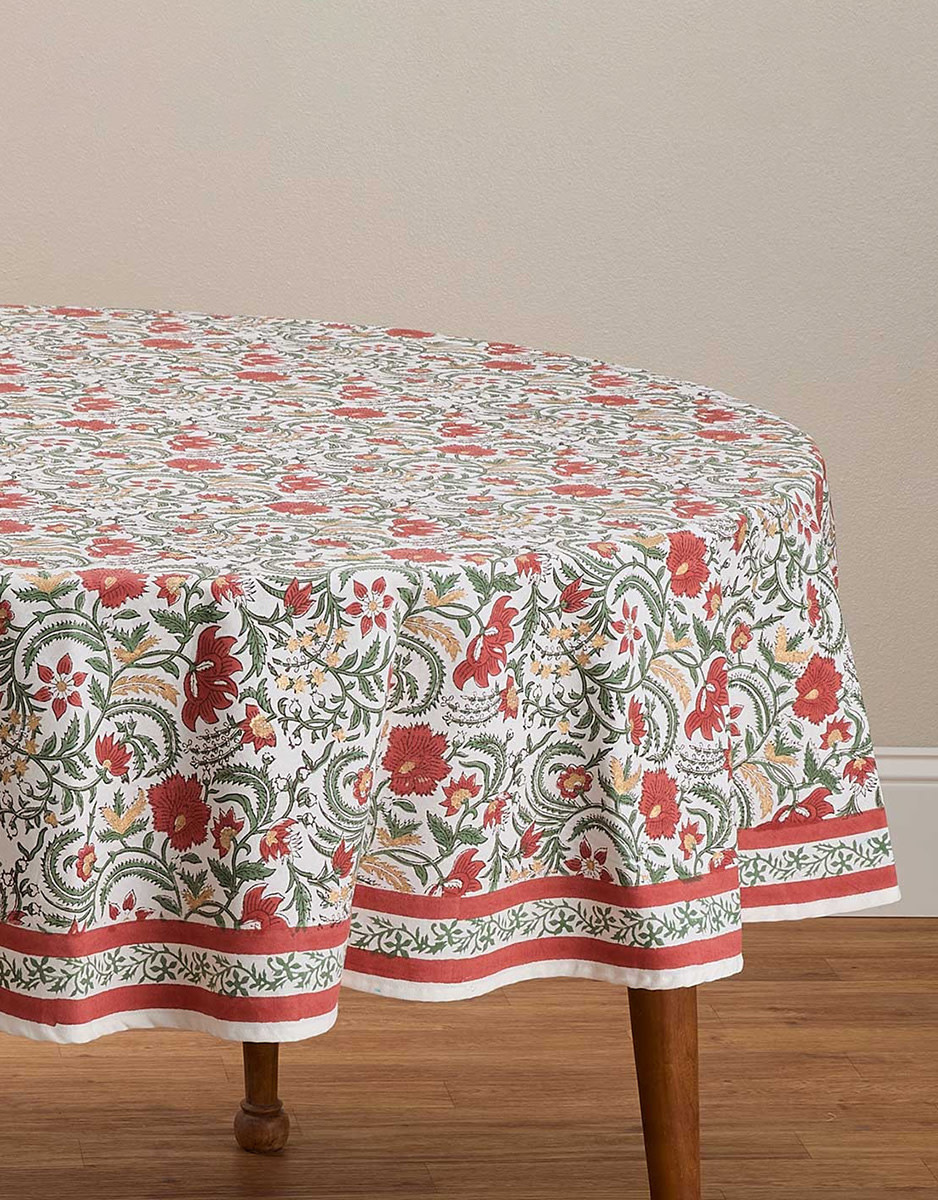 70" Round Gilded Garden Tablecloth from HumanKind Fair Trade ...