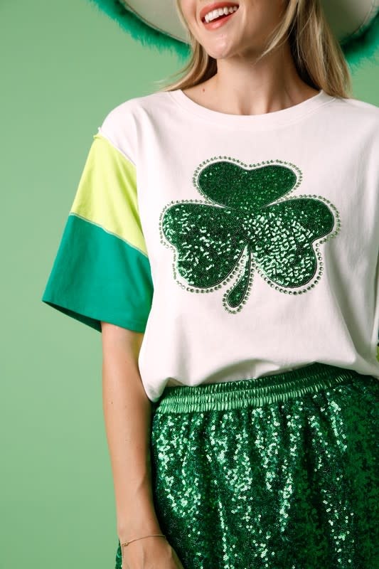 St. Patricks Color Block Clover Top - The Old School