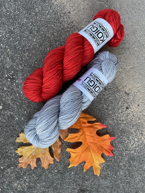Pressed Flowers Cowl Kit - Red & Grey Koigu Jasmine - The Tinsmith's Wife