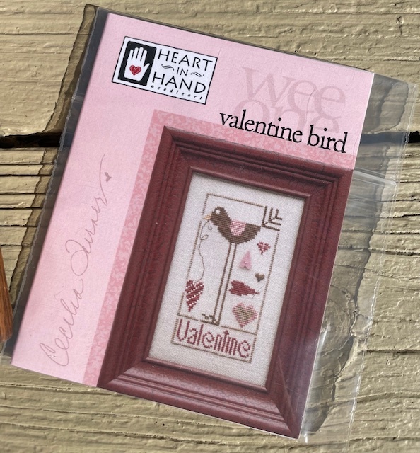 HIHN - Wee One: Valentine Bird with Pink Heart Button - The Tinsmith's Wife