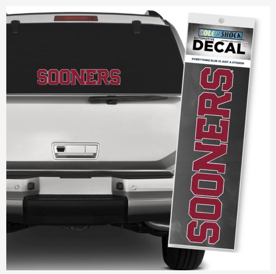 Sooners Crimson with White Outline Auto Decal 2.75"x14.25" - Balfour of ...