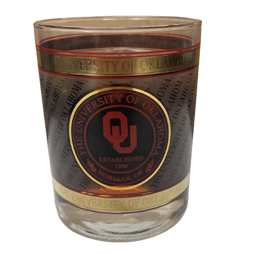 14oz OU Faux Seal Rocks Glass Gold Trim - Balfour of Norman