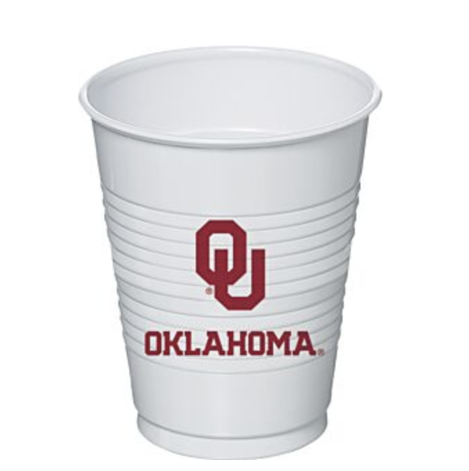 OU Oklahoma White 16oz Plastic Cup (8 Count) - Balfour of Norman
