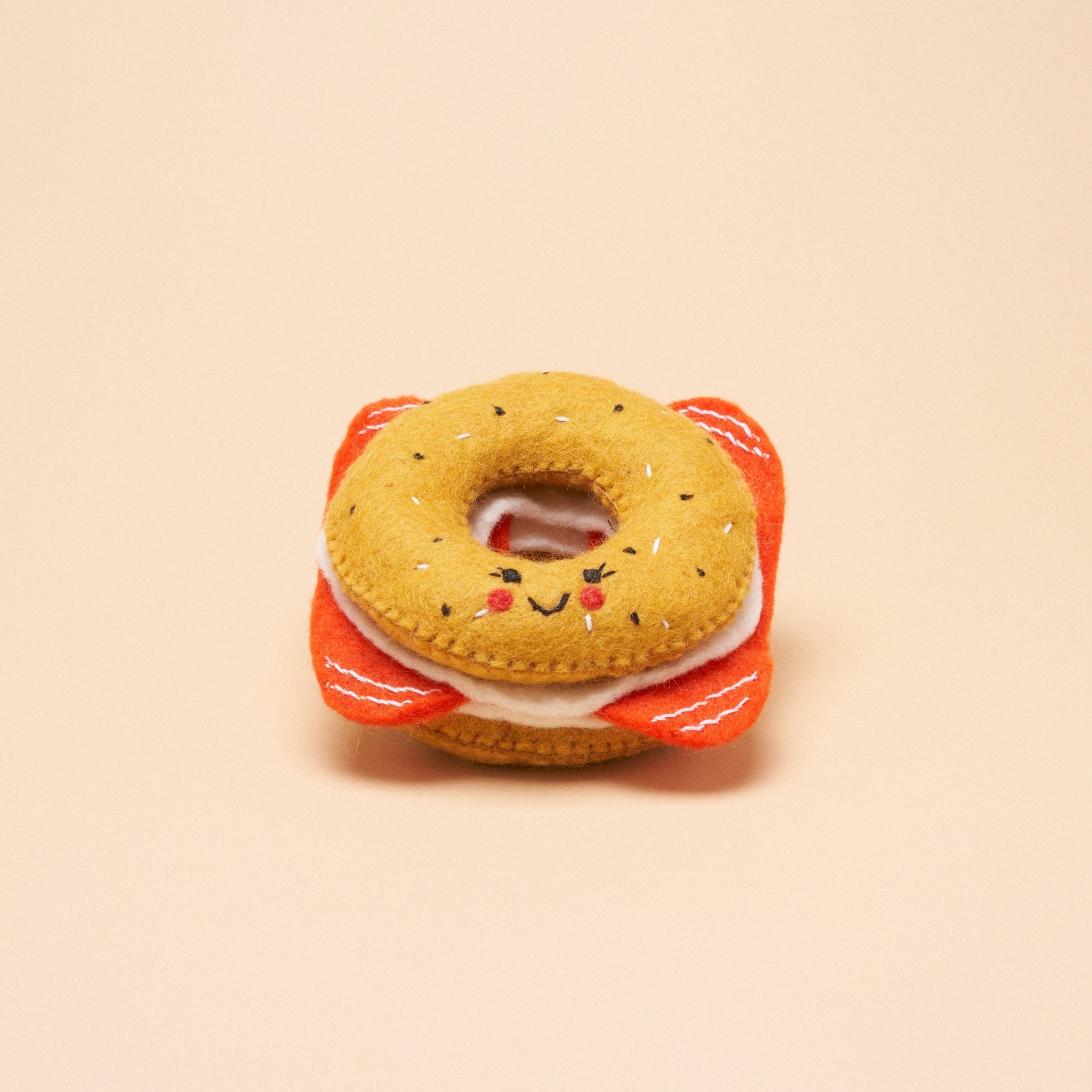 Dog Toy - Felt Bagel Squeaker - Awesome Brooklyn