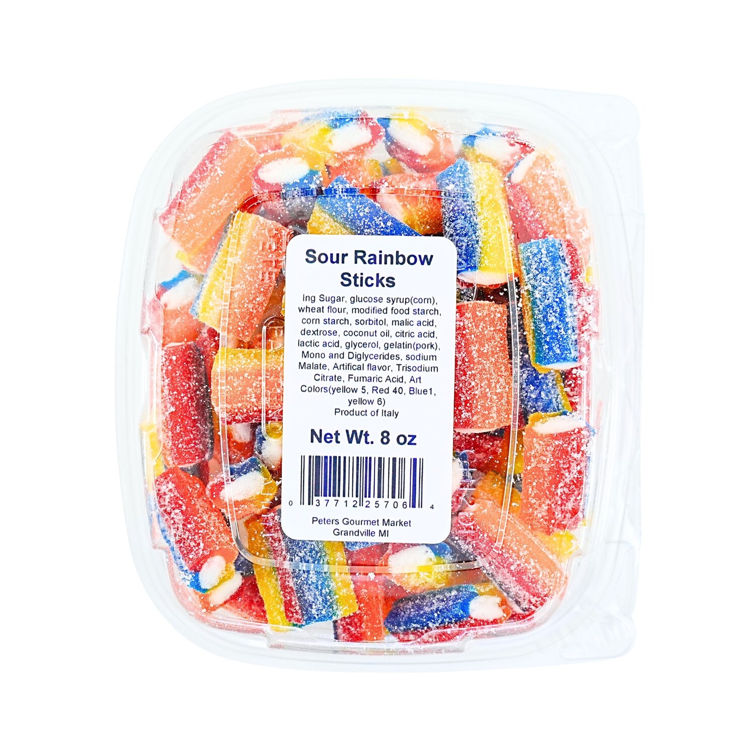 Sour Rainbow Sticks 8 oz Tub - Peters Gourmet Market
