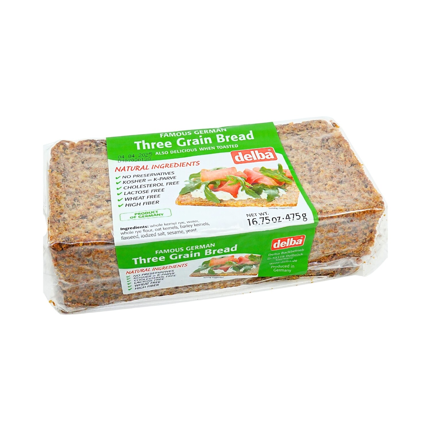 Delba Three Grain Bread 16oz - Peters Gourmet Market