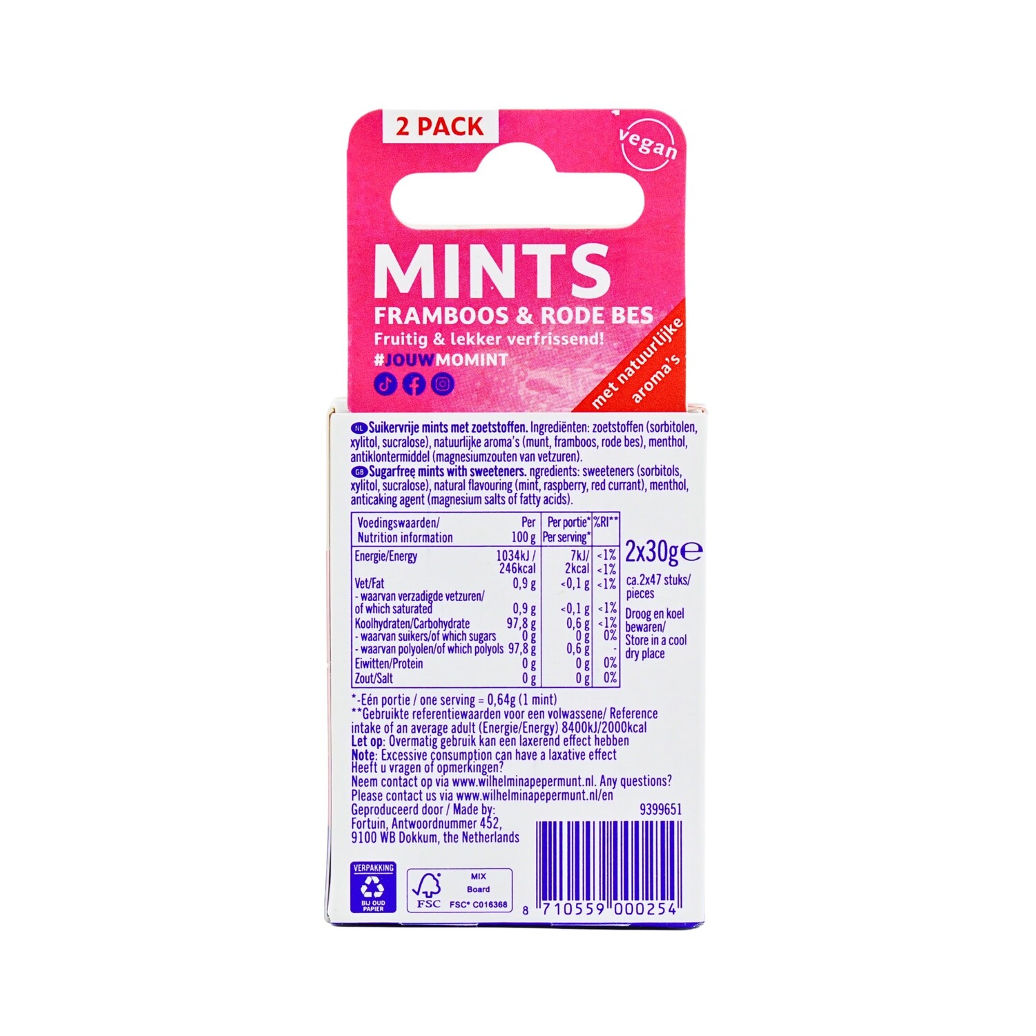 Wilhelmina Sugar Free Raspberry & Red Currant Candies 60 gr 2 pack ...