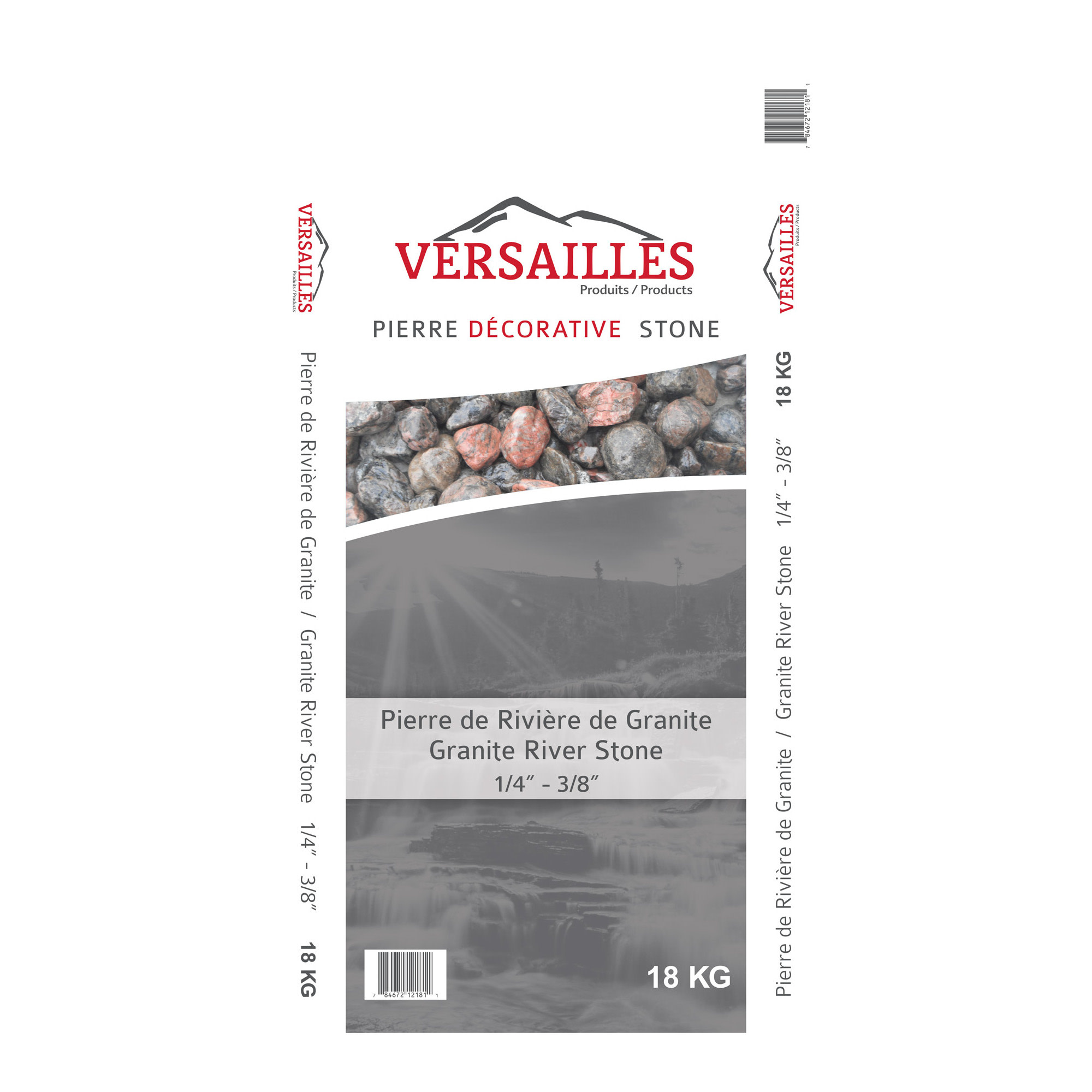 Pierre de rivière de granite 1/4 - 3/8 po 18 kg - Signé Garneau