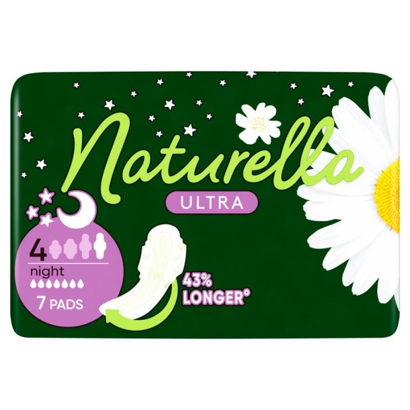 NATURELLA Ultra Night Camomile Pads With Wings 7 Pieces - www.mypewex.com