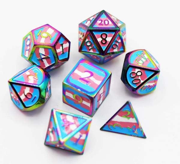 FB Pride Transgender - Metal RPG Dice Set - Fair Game