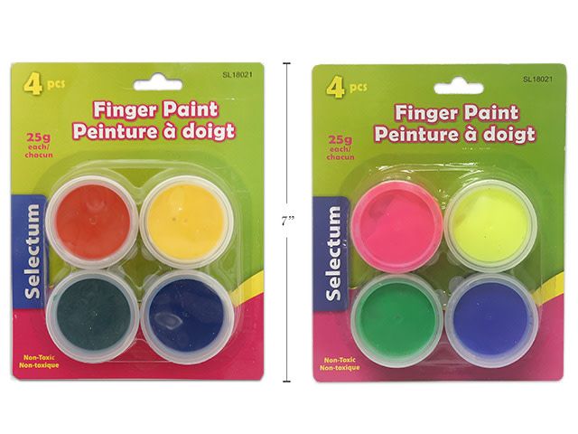 4 Pc. Finger Paints Asst Primary & Neon Colors - Samaroo's Limited