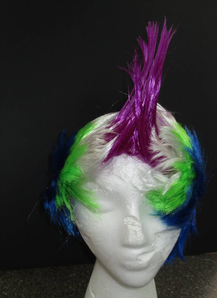 Mohawk Wig - Purple/White/Lime/Blue - Samaroo's Limited