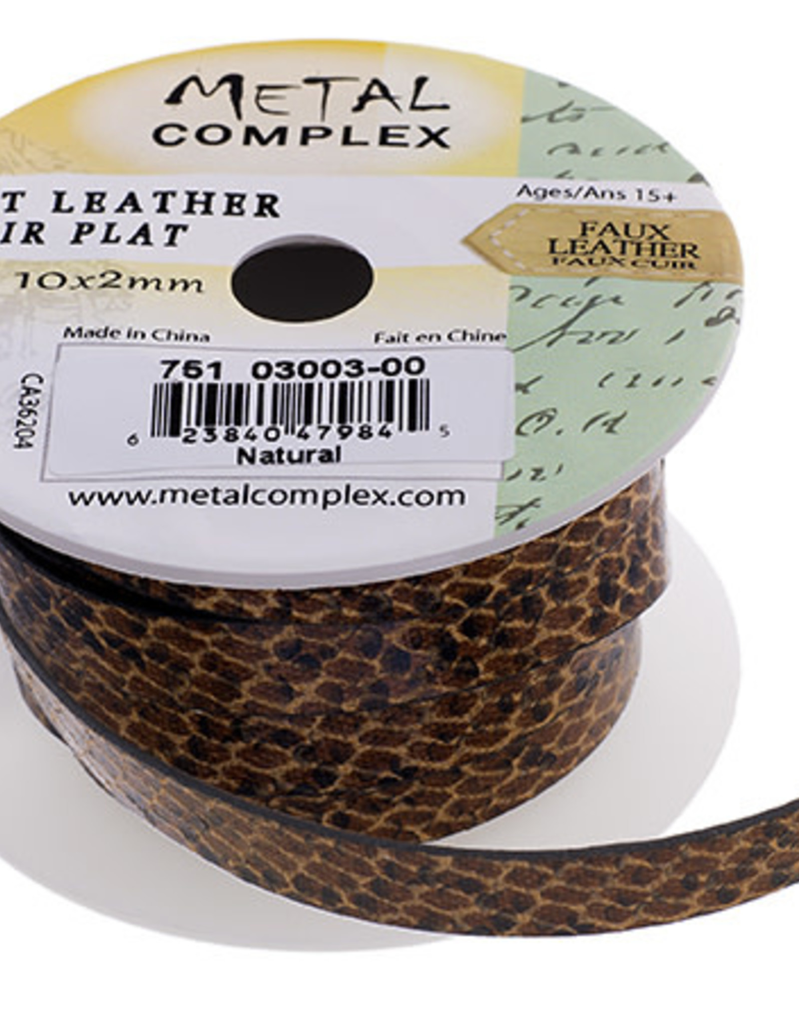 Flat Leather Snake Skin Cord 3 meters (10x2mm) Natural - Samaroo's Limited