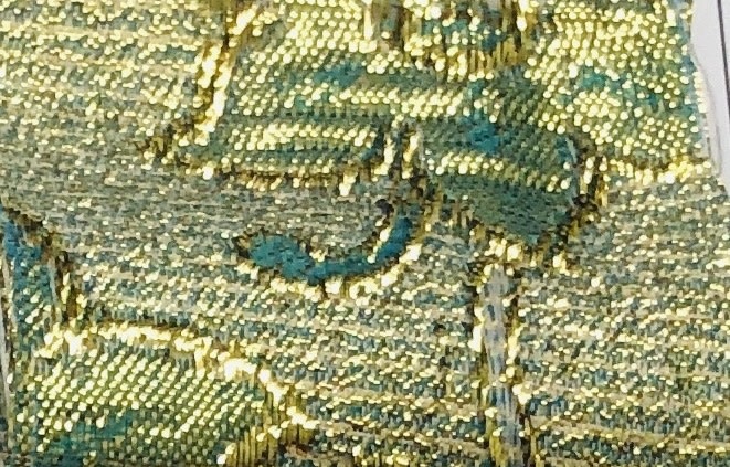 Floral Pattern 3 Brocade Lame - Blue & Gold - Samaroo's Limited