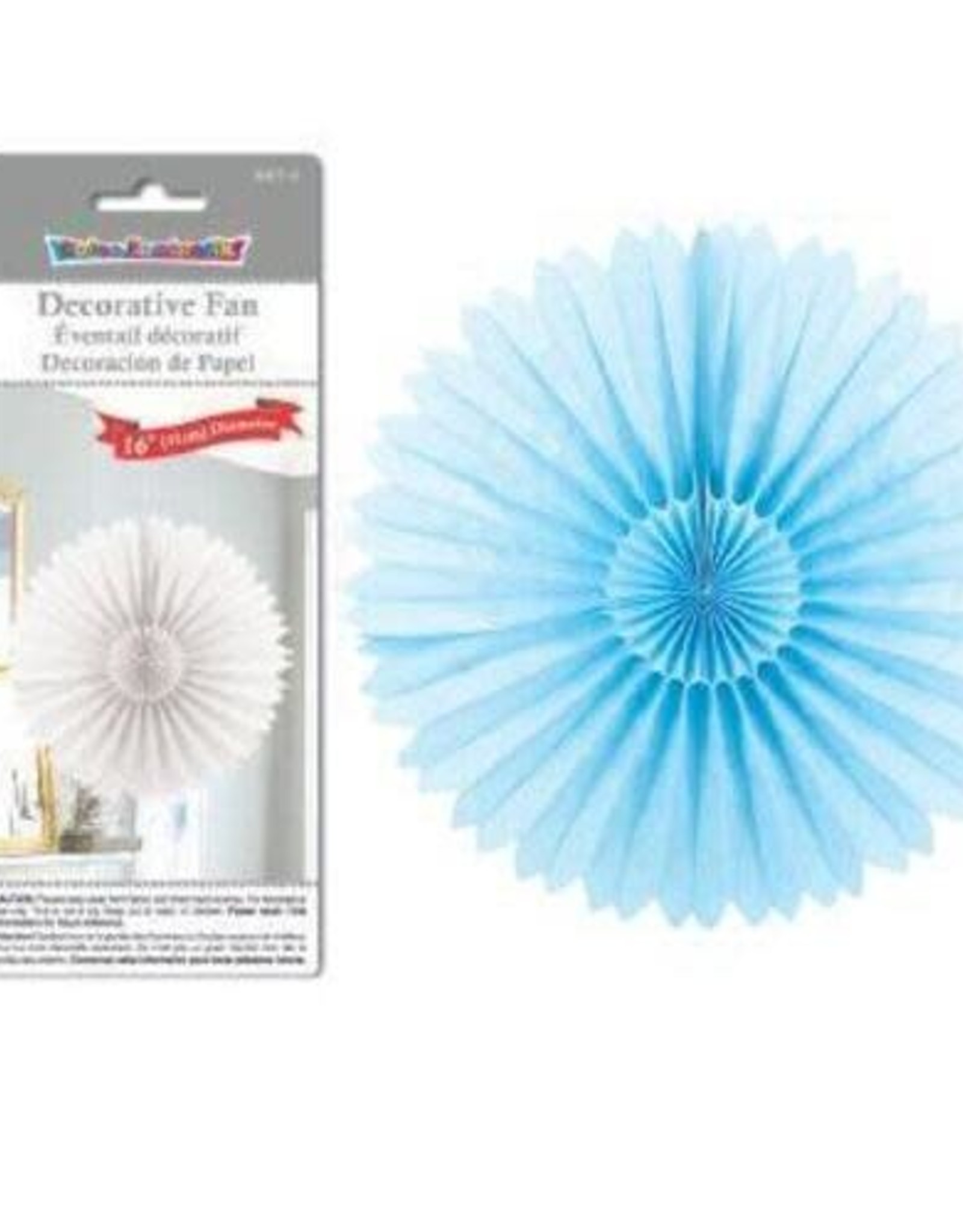 Décor Paper Tissue Fan 16" Baby Blue - Samaroo's Limited