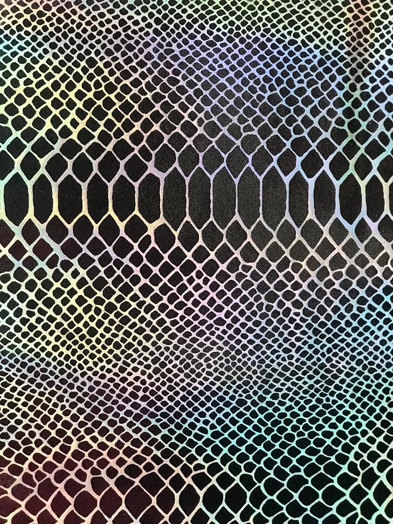 Spandex Holographic Snake Skin Silver - Samaroo's Limited