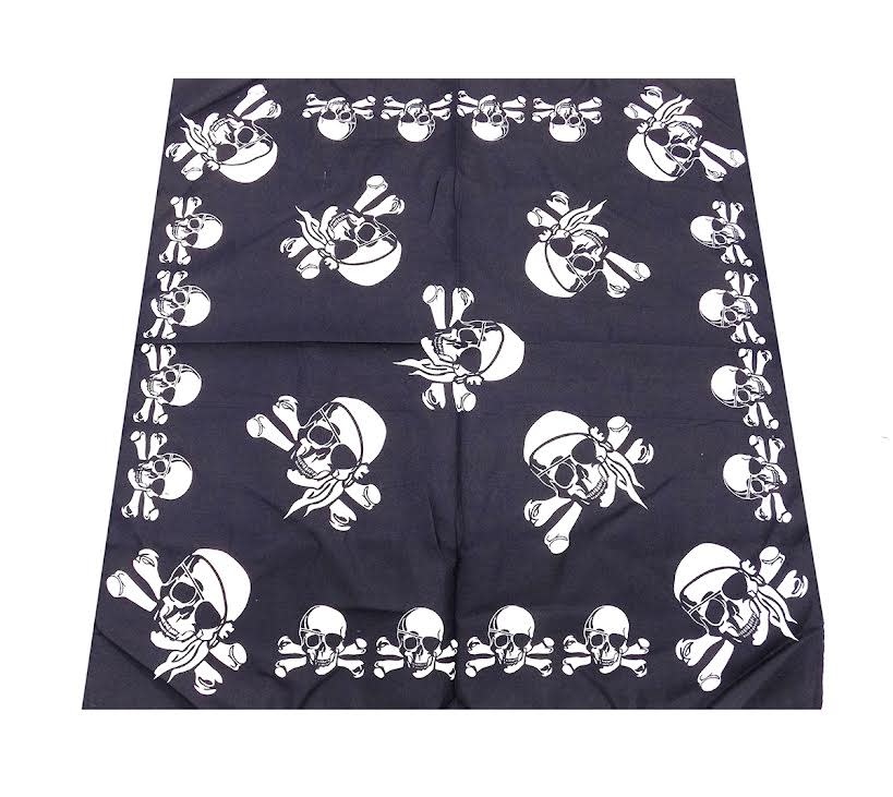 Bandana Patterned Skull with Eyepatch - Black - Samaroo's Limited