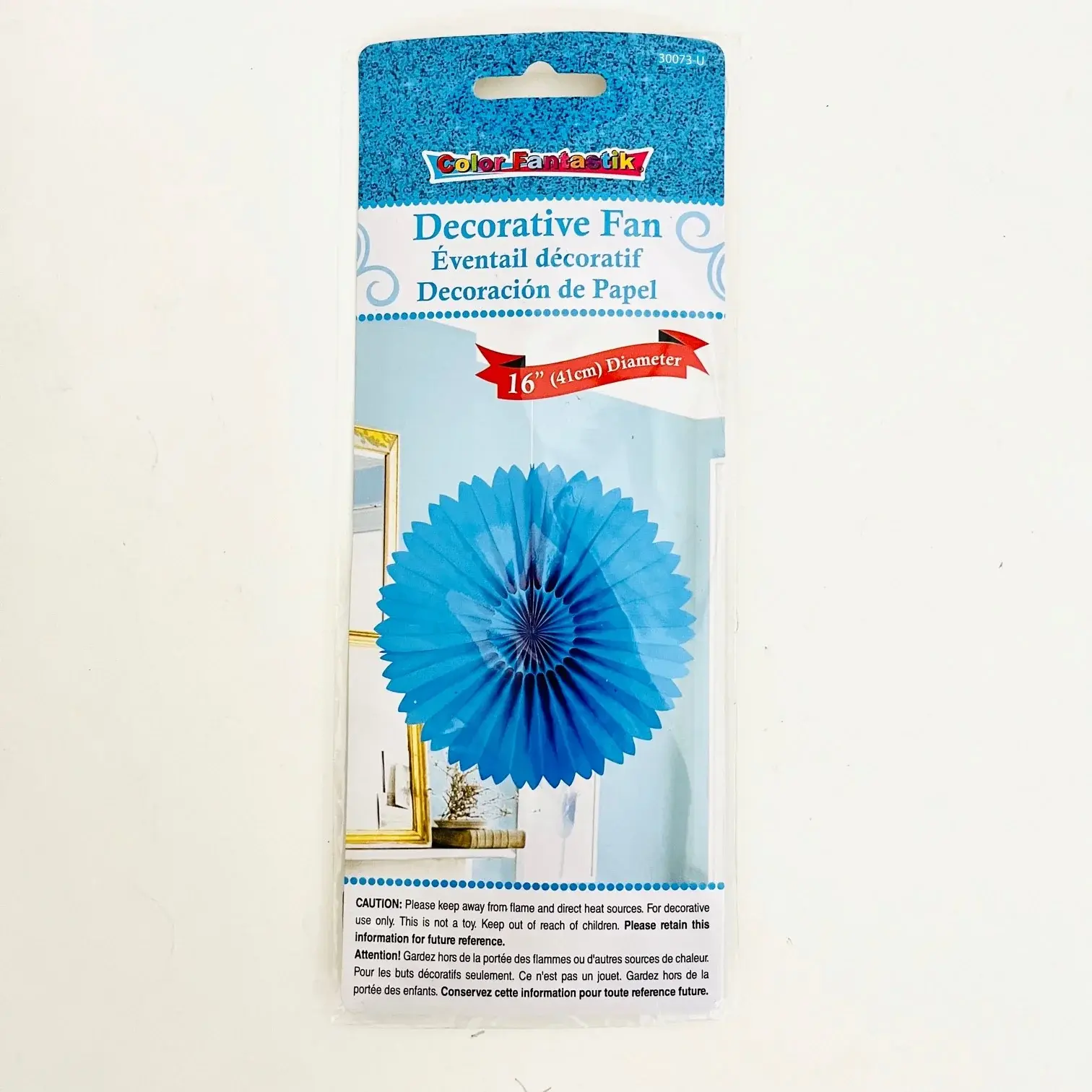 Decor Paper Tissue Fan 16 Inches Turquoise - Samaroo's Limited