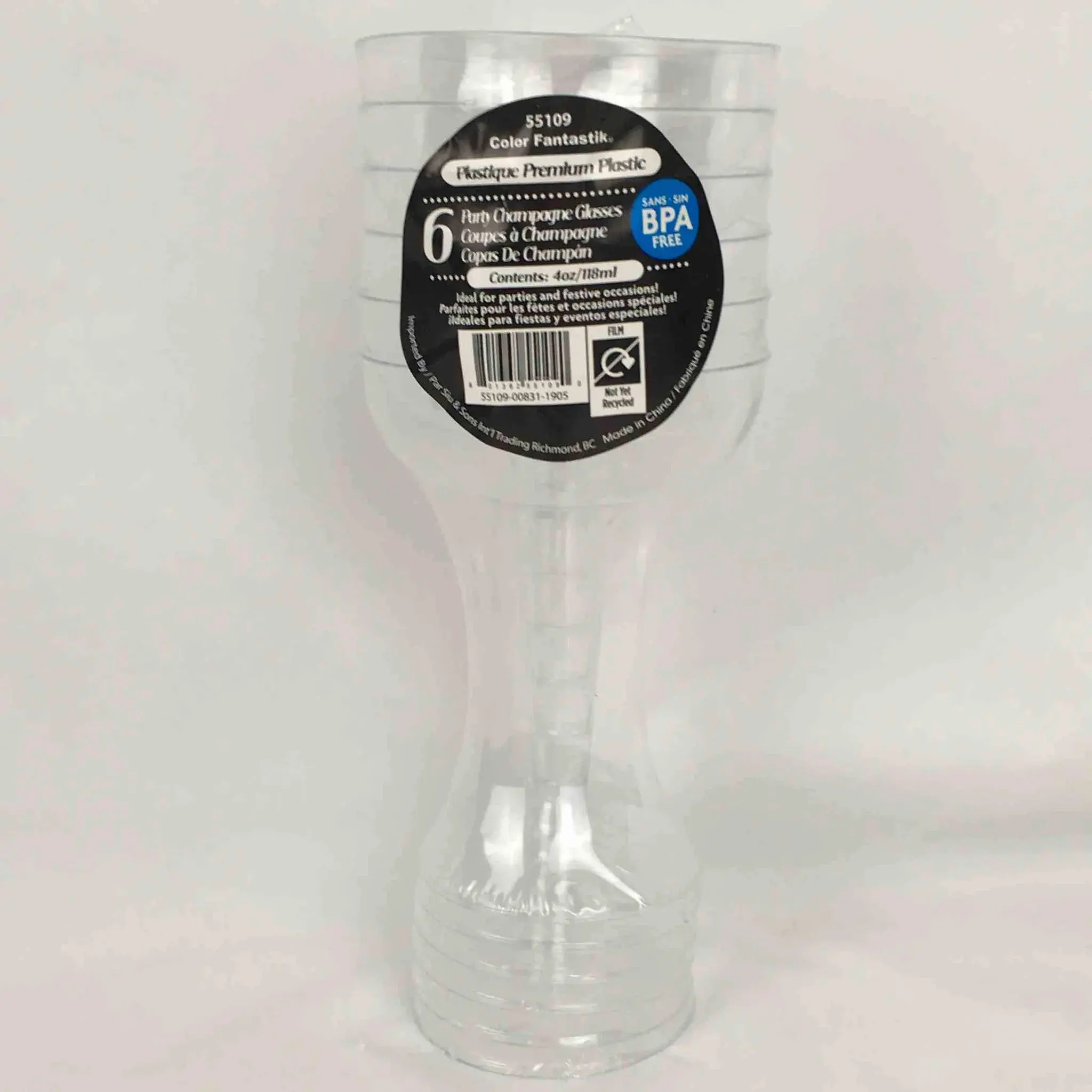 6Ct 4Oz Plastic Champagne Glass, Clear - Samaroo's Limited