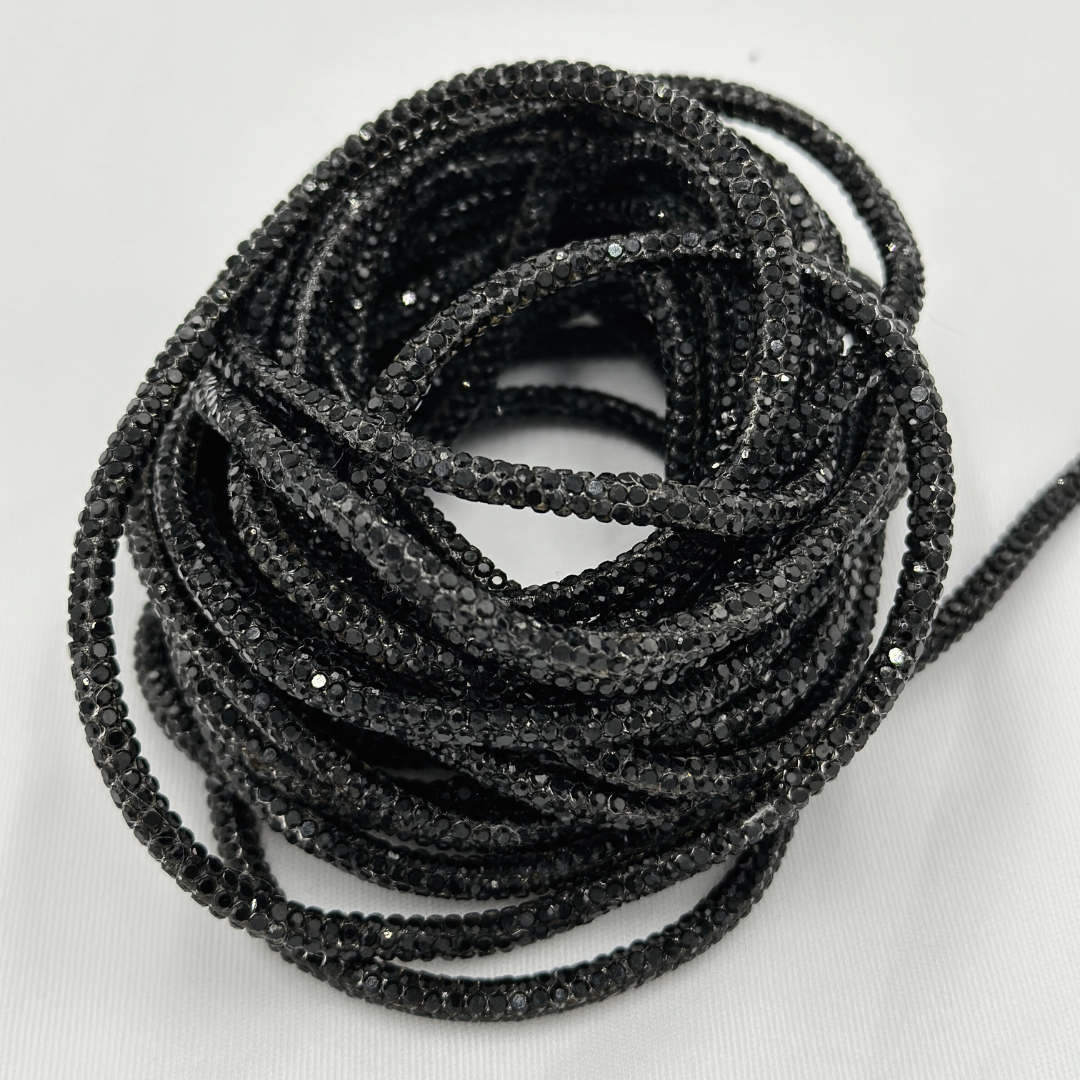 6mm Hot Fix Rhinestone Rope Trimmings 5M - Black - Samaroo's Limited