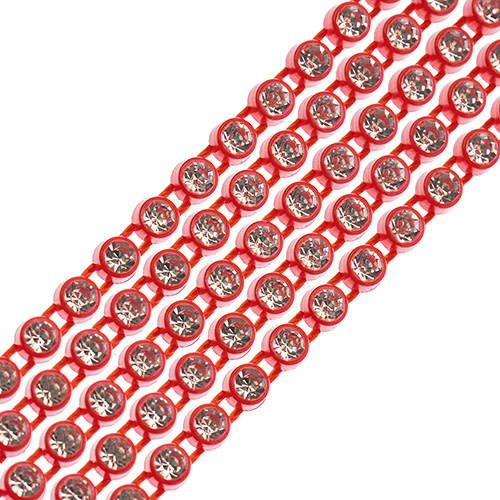 Crystal Lane Rhinestone Banding 1Yd 1Row SS8 Red Casing - Crystal ...