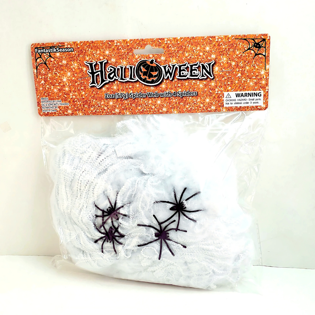 HALLOWEEN WHITE SPIDER WEB 2OZ - Samaroo's Limited