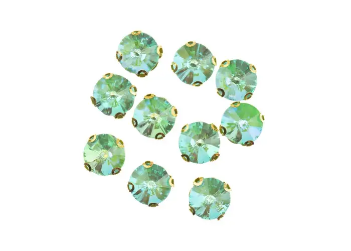 Crystal Lane DIY Sew on Rhinestone 10 mm Gold Setting/ Neon Green AB ...