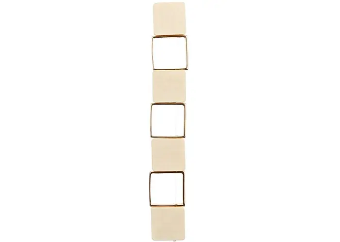 Wood square Bead with metal gold square bead 7 in Strand - Samaroo's ...