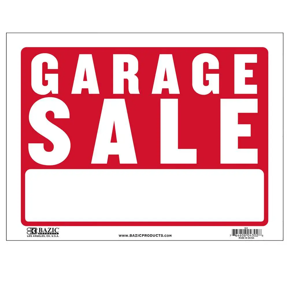Bazic 'Garage Sale' 9" X 12" Sign - Samaroo's Limited