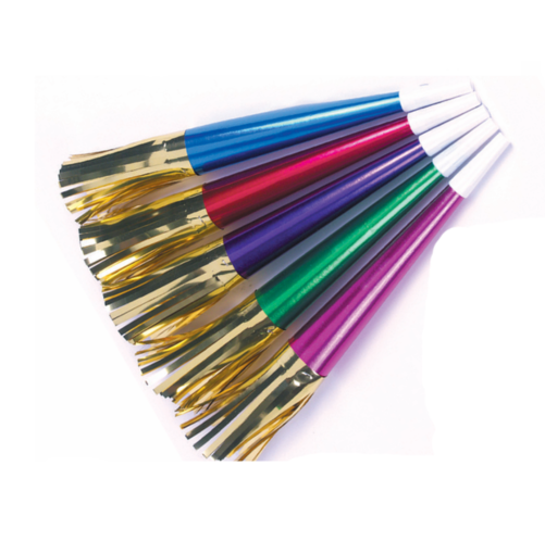 9" Foil Horn With Metallic Fringe - Gold - Samaroo's Limited