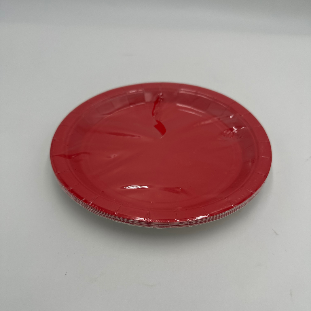 8CT 7" PAPER PLATES, RED - Samaroo's Limited