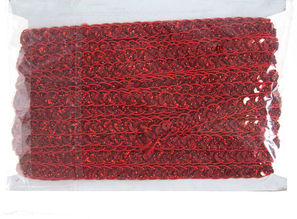 Sequin 6mm Round Trim Red Hologram (15mm Wide) apx 20yd - Samaroo's Limited