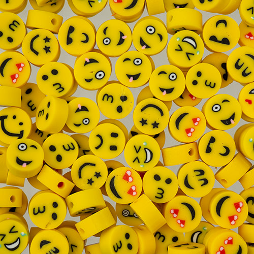 Craft Beads Faces Clay Mix 120pcs Yellow - Samaroo's Limited