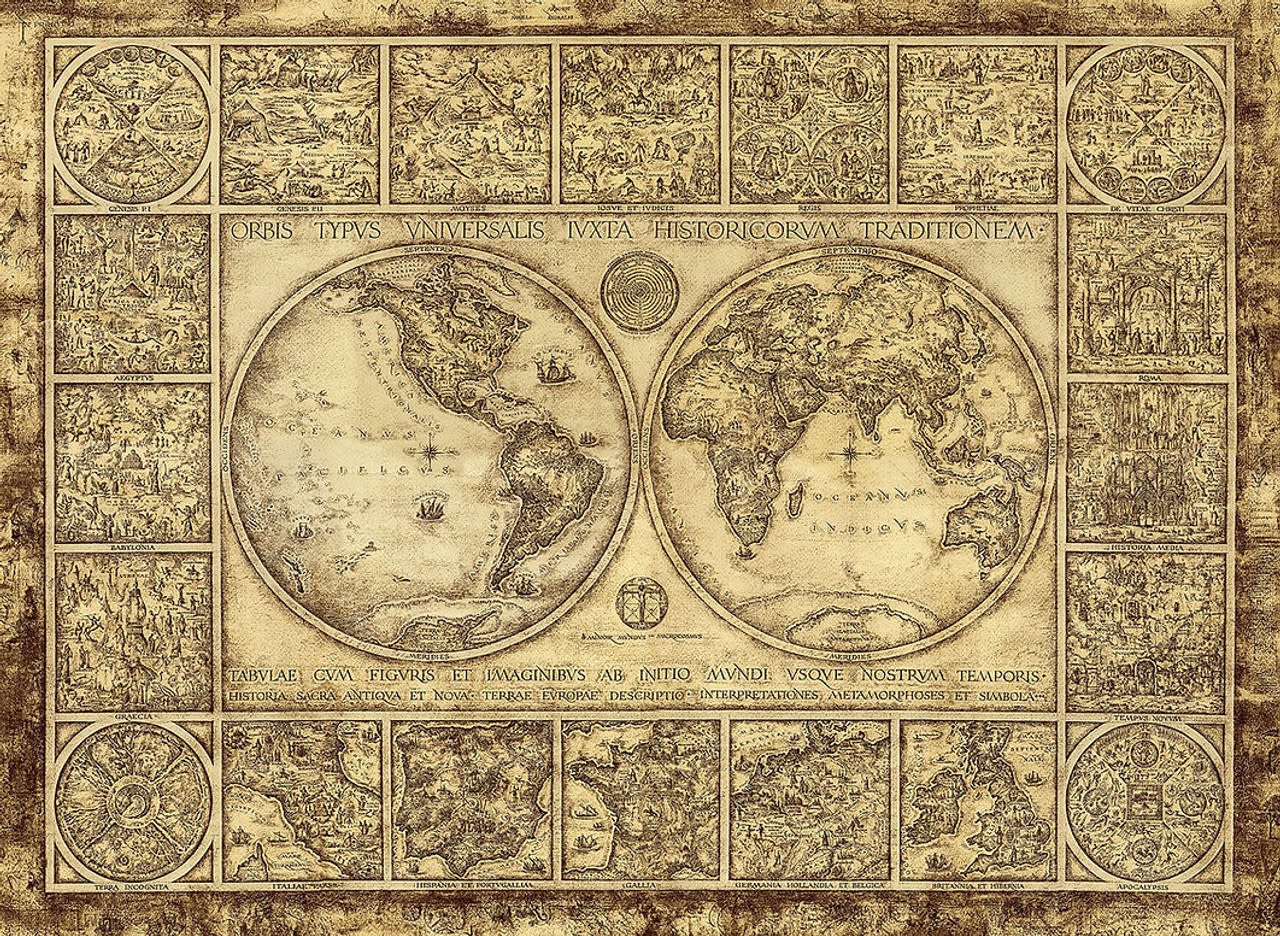 TOM400-037 ANTIQUE WORLD MAP - My Tobbies - Toys & Hobbies