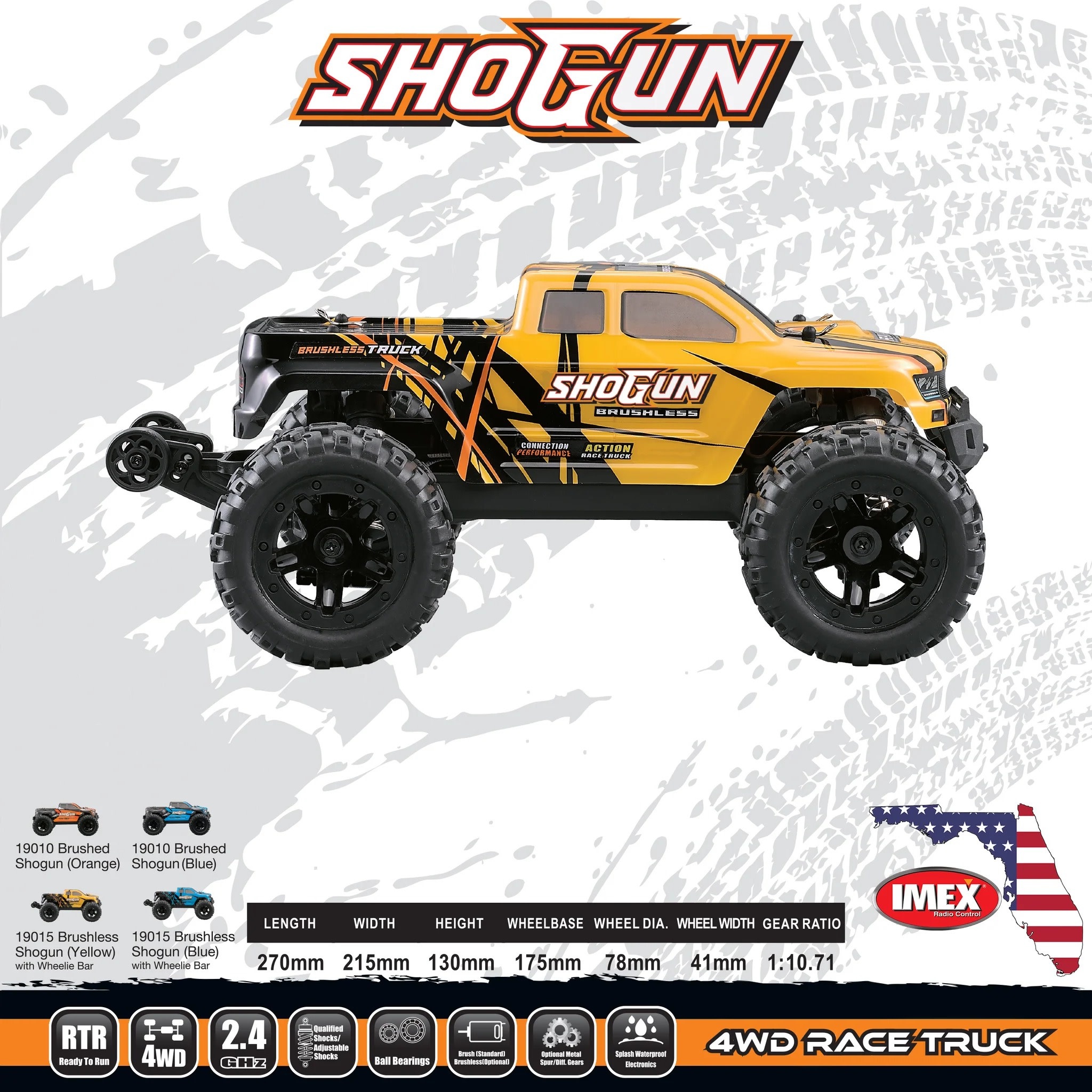 IMX19015YL 1:16 MONSTER TRUCK BRUSHLESS: YELLOW - My Tobbies - Toys ...