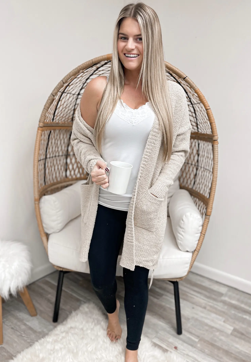 Prep Obsessed Luxury Cozy Cardigan Beige - Oak & Willow