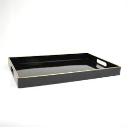 8 Oak Lane Black Rectangular Tray - Oak & Willow