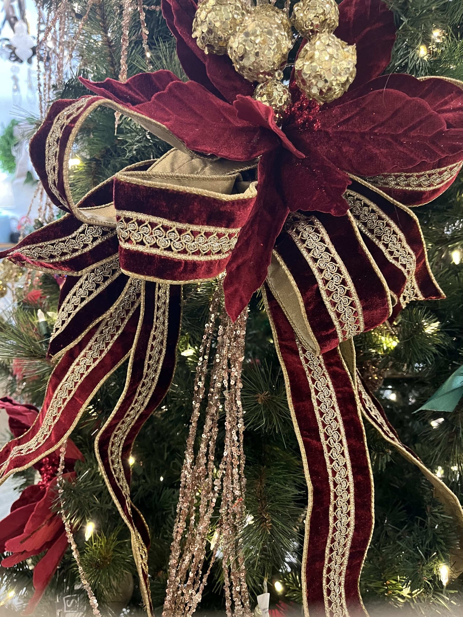 Burgandy/Red Gold Bow (bow only) - Oak & Willow
