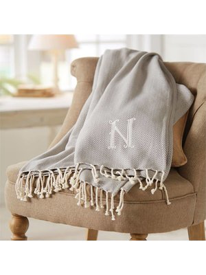 Initial Throw Blanket Beige - Oak & Willow
