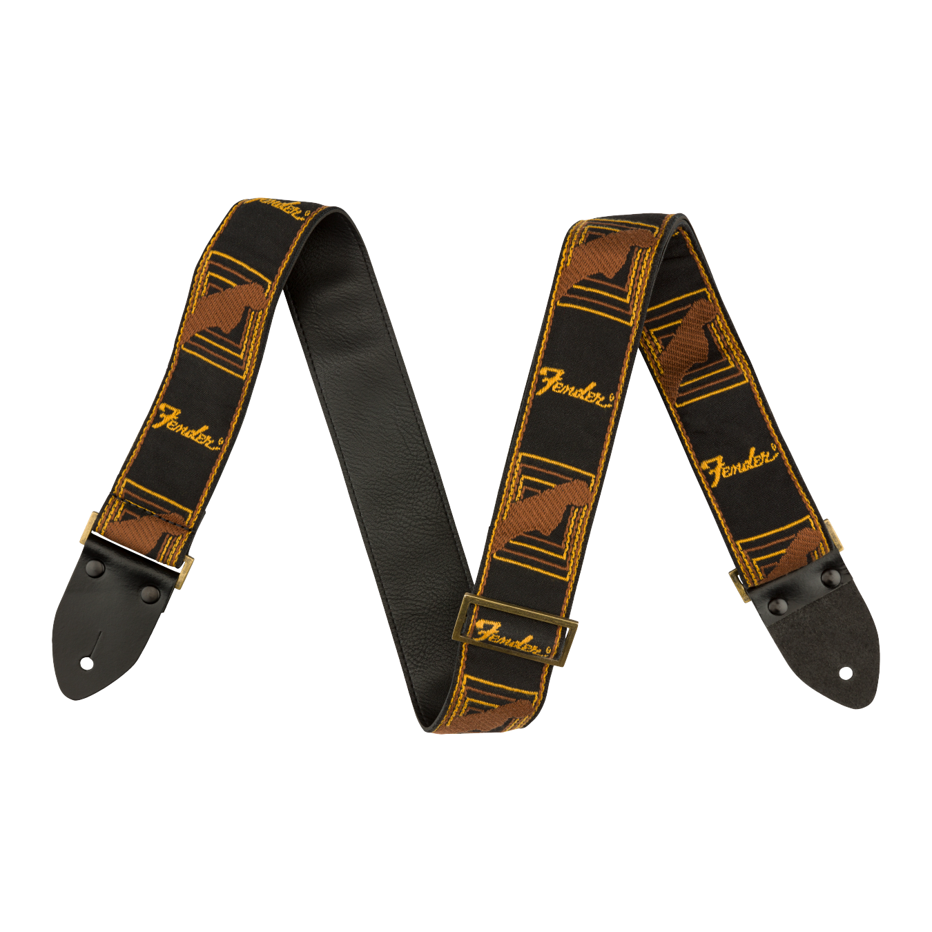 Fender Legacy Vintage Monogram Strap, Black/Yellow & Brown, 2" - Twin ...