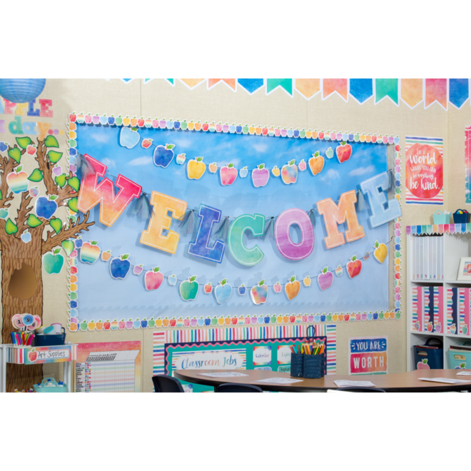 Watercolor Welcome Bulletin Board Display - Inspiring Young Minds to Learn