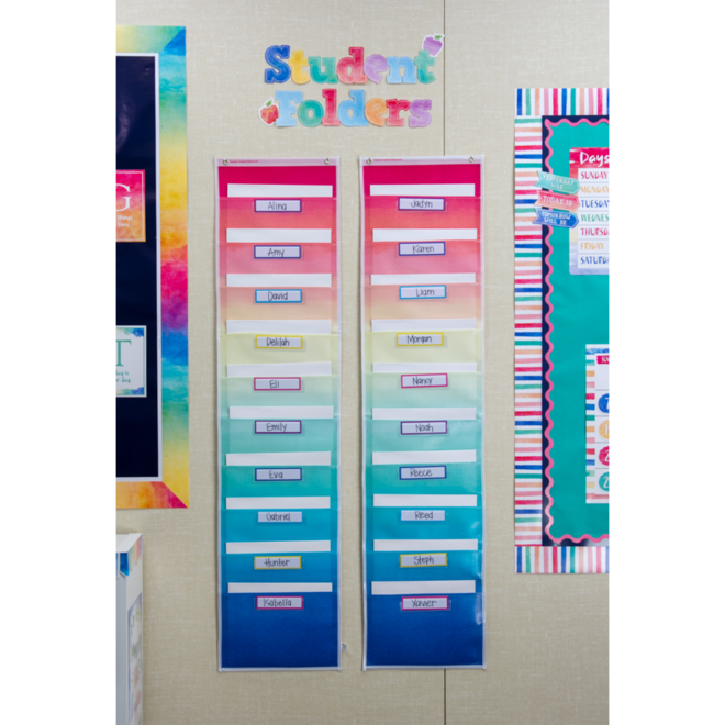 Watercolor 10 Pocket File Storage Pocket Chart - Inspiring Young Minds ...