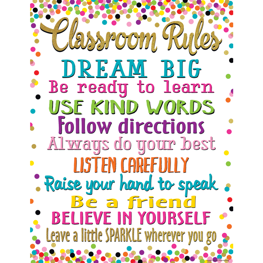 Confetti Classroom Rules Chart Inspiring Young Minds To Learn