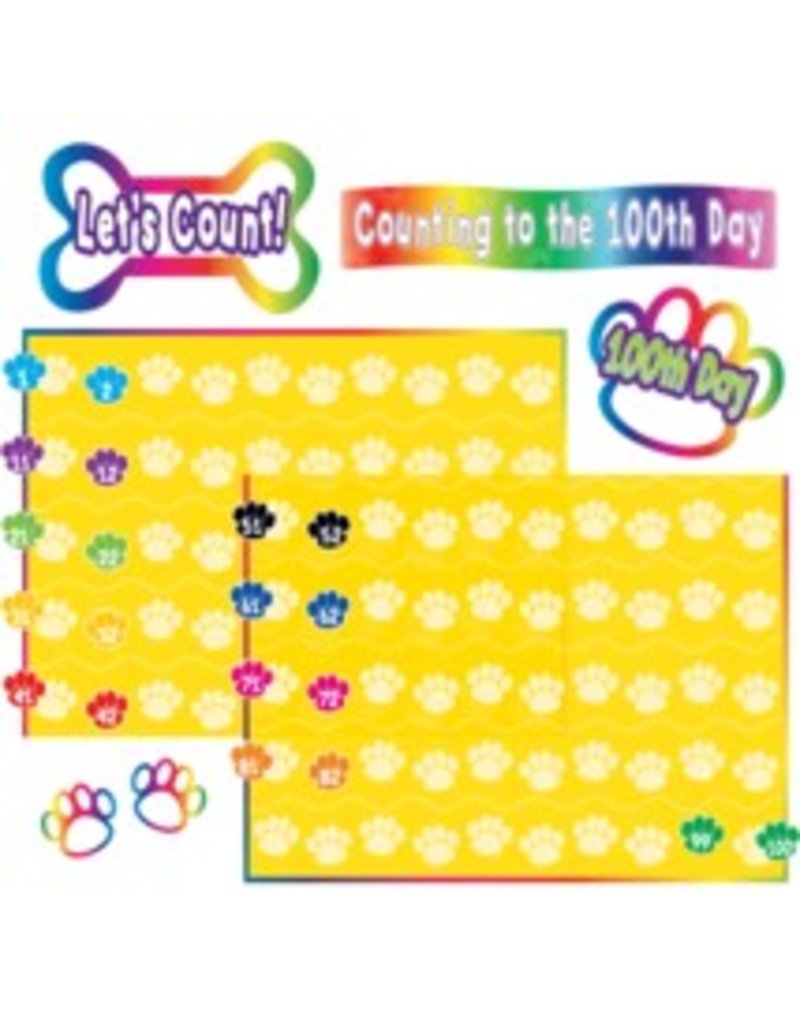 Paw Prints Counting to 100 Bulletin Board Display - Inspiring Young ...