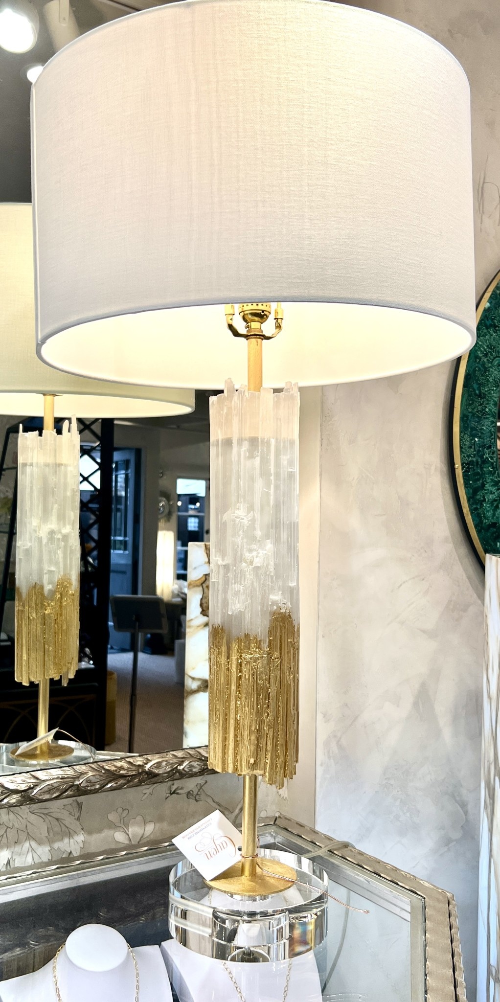Gold-Leaf Selenite Table Lamp - Cayen Home