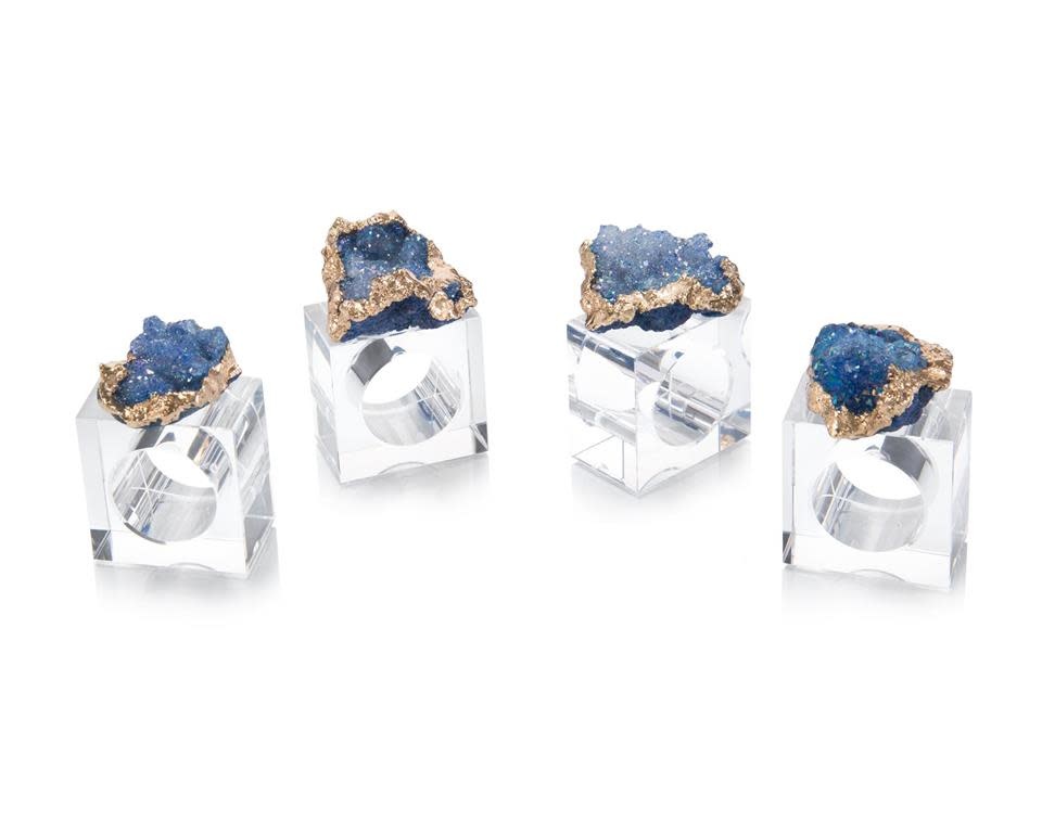 Blue and Gold Geode Napkin Rings - Set of Four - Cayen Home