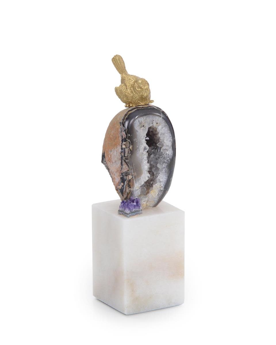 Brass Bird and Geode Sculpture II - Cayen Home